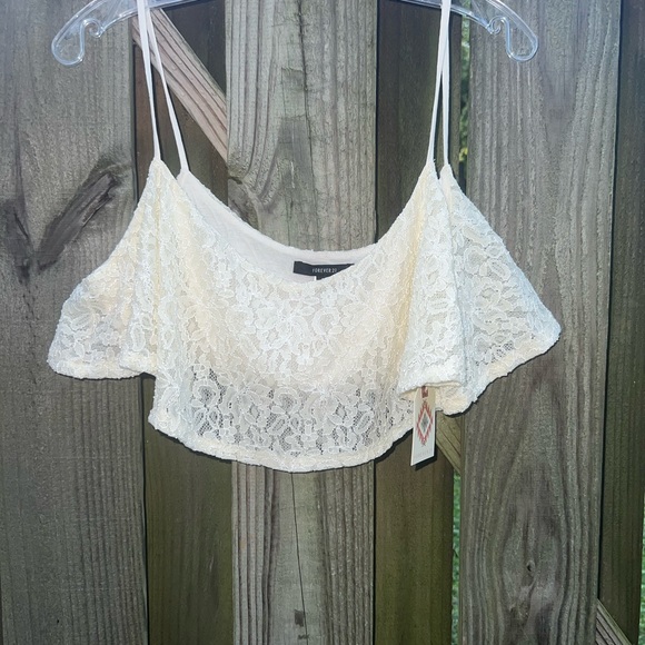 Forever 21 | Tops | Forever 2 White Lace Crop Tank | Poshmark